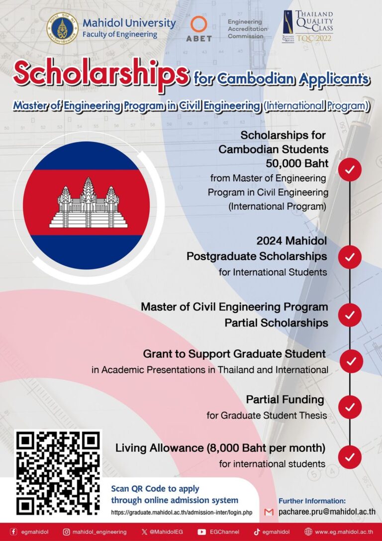 Scholarships for Cambodian Students 50,000 Baht from Master of ...