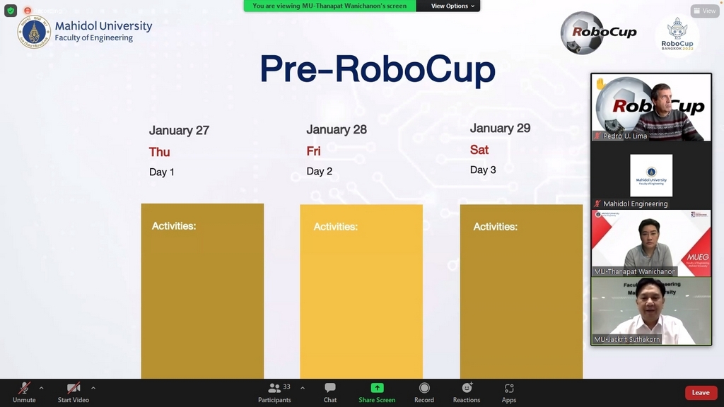 ประธานจัดงานการแข่งขันหุ่นยนต์ระดับโลก RoboCup 2022 เคาะ 27-29 มกราคม 2565 จัด Pre-RoboCup 2022 ...